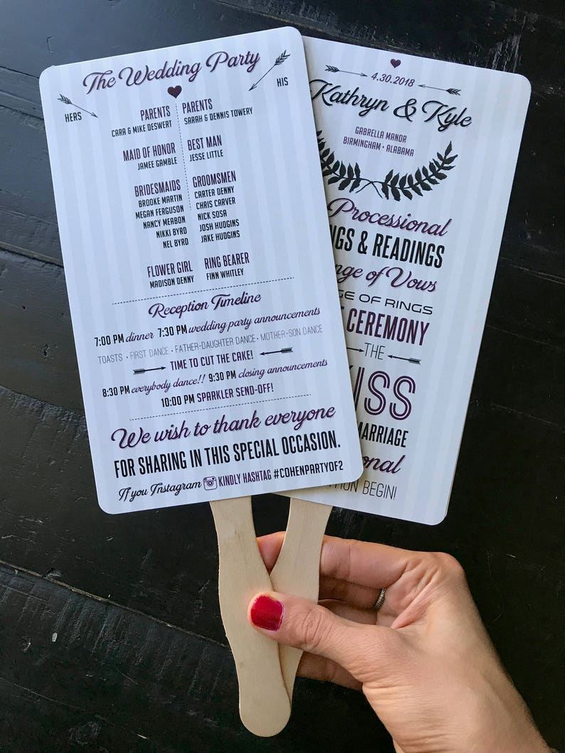 Program Fans Custom Wedding Programs Fans for Wedding - Etsy