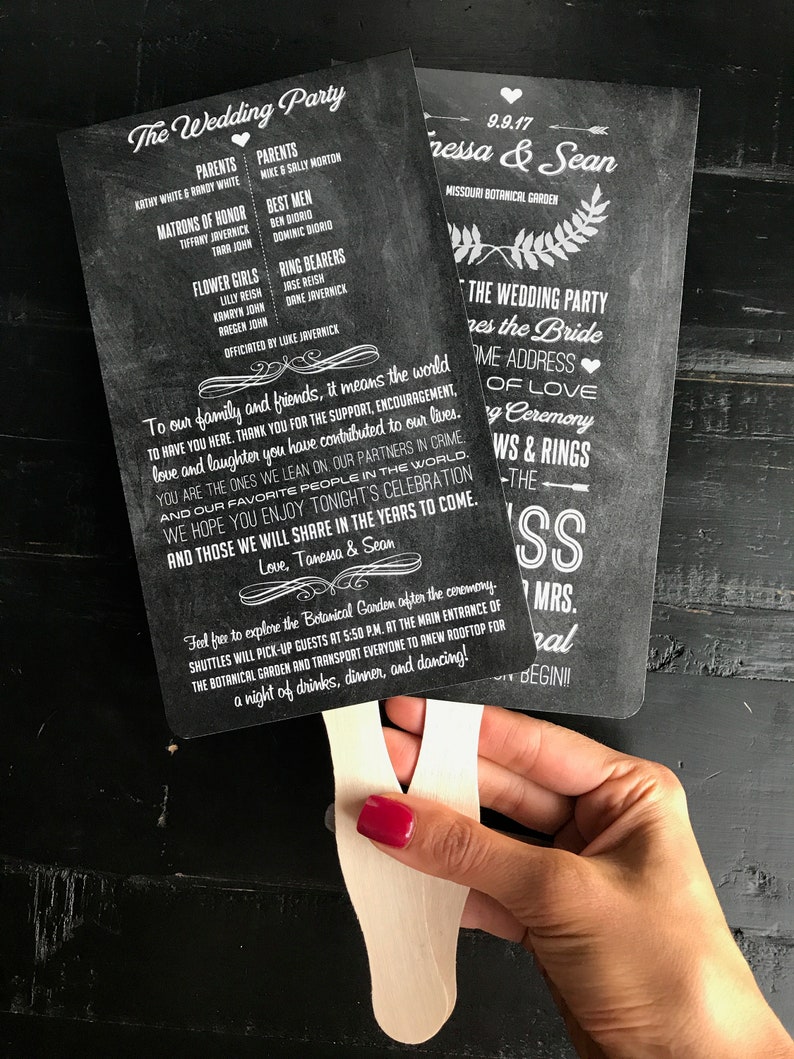 Program Fans Chalkboard Wedding Programs Fans for Wedding | Etsy