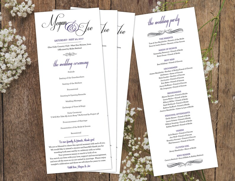 Wedding Programs Custom Wedding Program Design Wedding - Etsy
