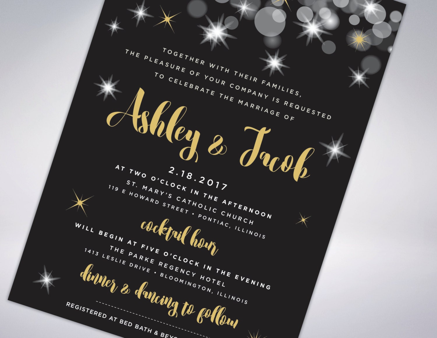 Sparkle Invitation Suite Custom Invitation w/ Postcard RSVP | Etsy