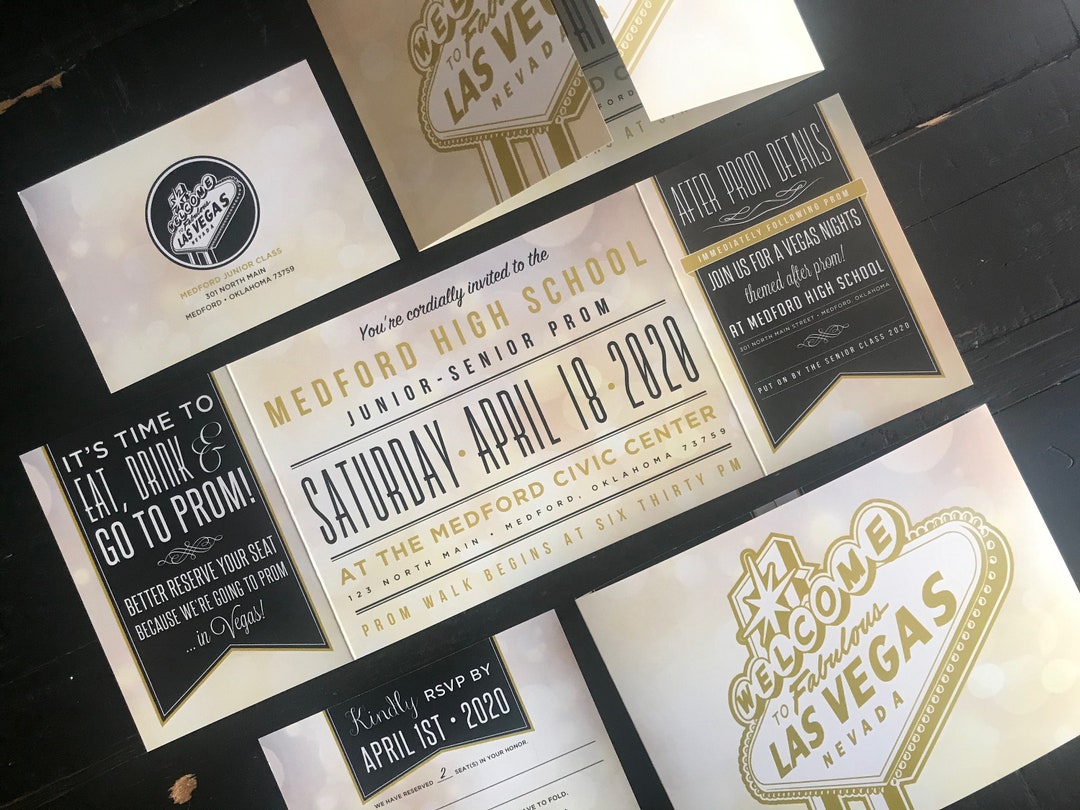 Las Vegas Prom Invitations: Custom Fold, Vegas Nights Theme - Etsy
