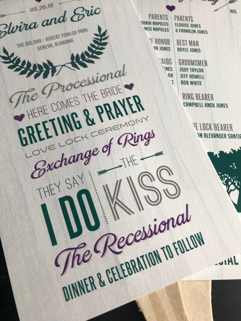 Oak Tree Wedding Program Fans Rustic Wedding Programs | Etsy