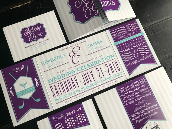 Golf Wedding Invitation Custom Fold Invitation Suite - Etsy