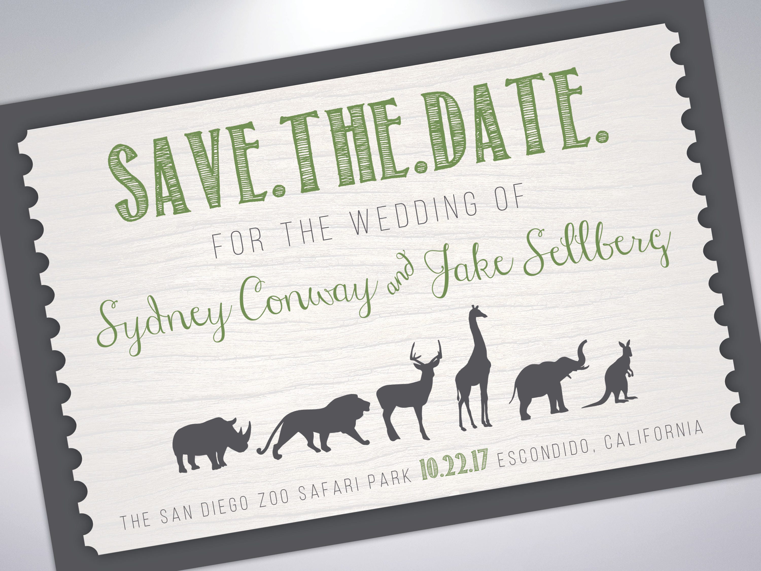 Zoo Themed Save The Date Postcard Engagement Announcement | Etsy