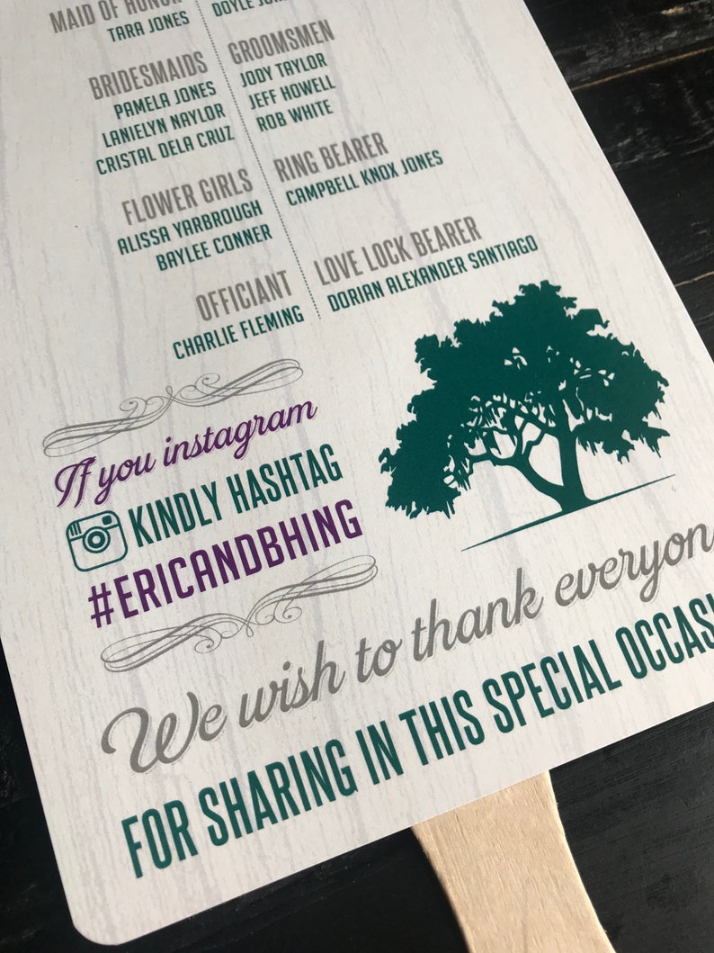 Oak Tree Wedding Program Fans Rustic Wedding Programs | Etsy