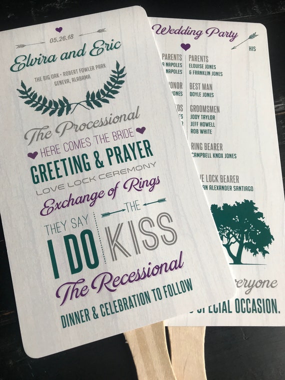 Oak Tree Wedding Program Fans Rustic Wedding Programs | Etsy