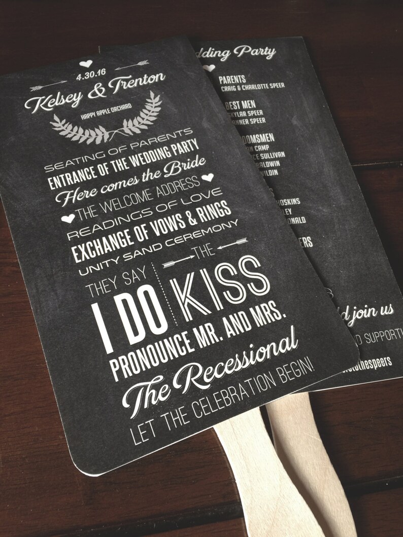 Program Fans Chalkboard Wedding Programs Fans for Wedding | Etsy