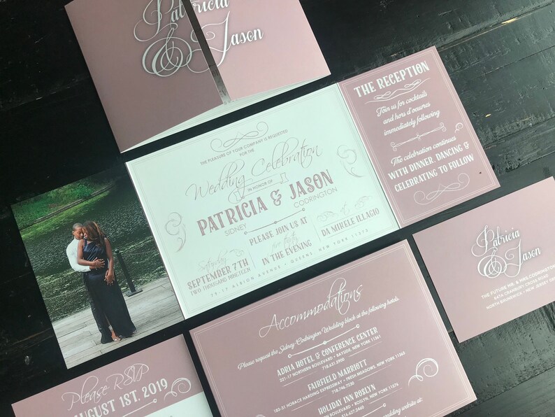 Bush Pink Custom Wedding Invitation Custom Fold Invitation | Etsy