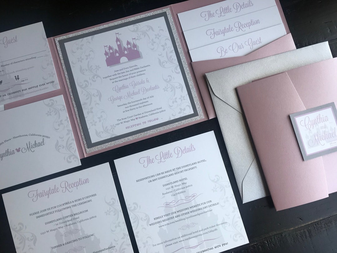 Fairytale Wedding Invitation | Custom Pocket Invitation Suite | Castle ...