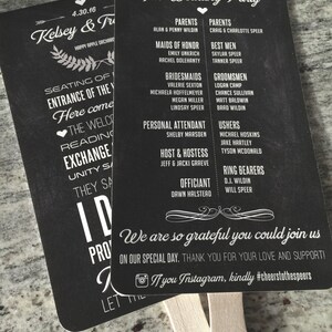 Program Fans | Chalkboard Wedding Programs | Fans for Wedding | Printable Option | Ceremony ...