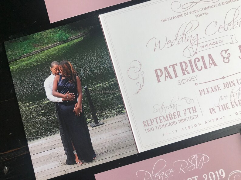 Bush Pink Custom Wedding Invitation Custom Fold Invitation | Etsy