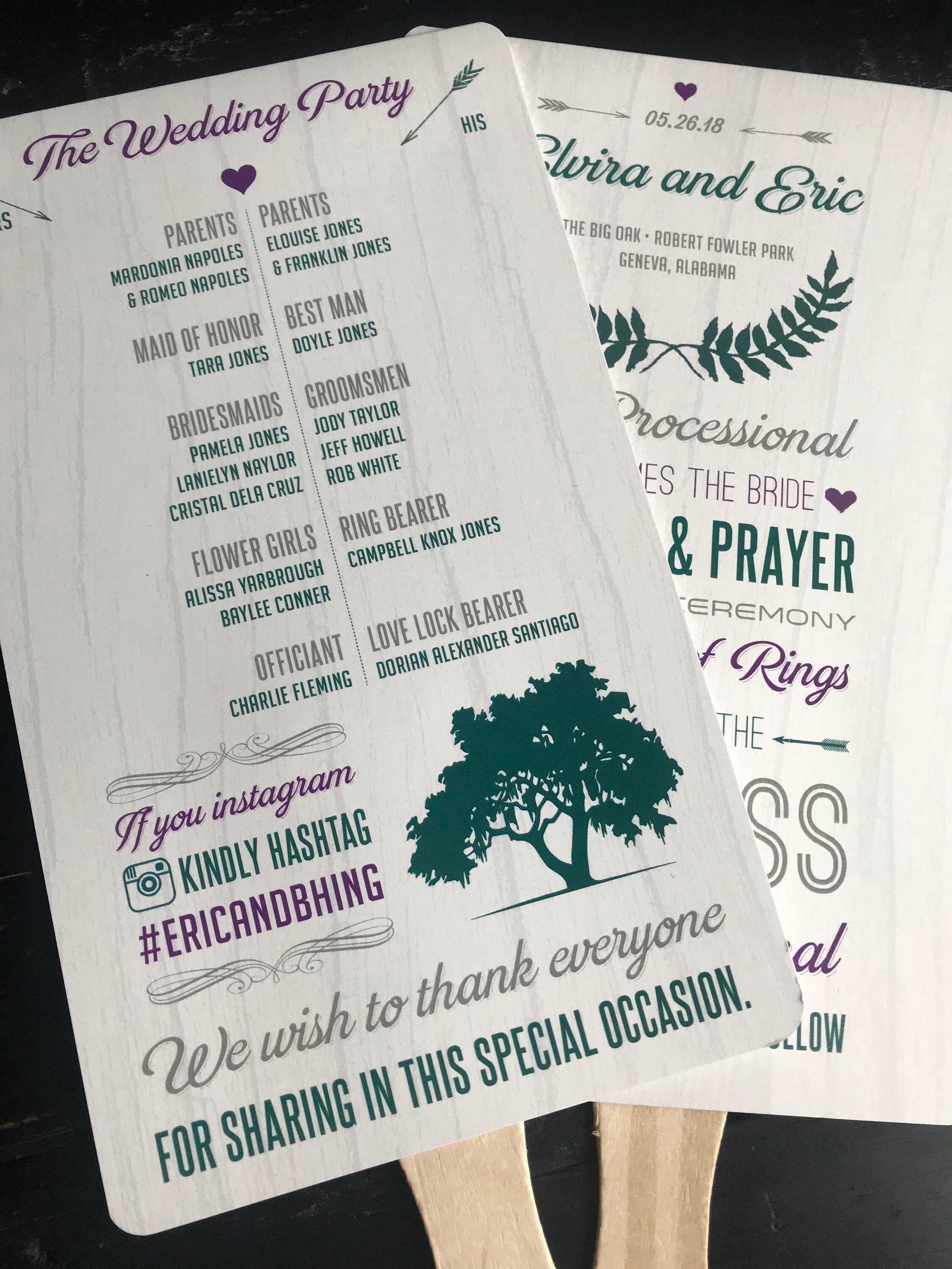 Oak Tree Wedding Program Fans Rustic Wedding Programs | Etsy
