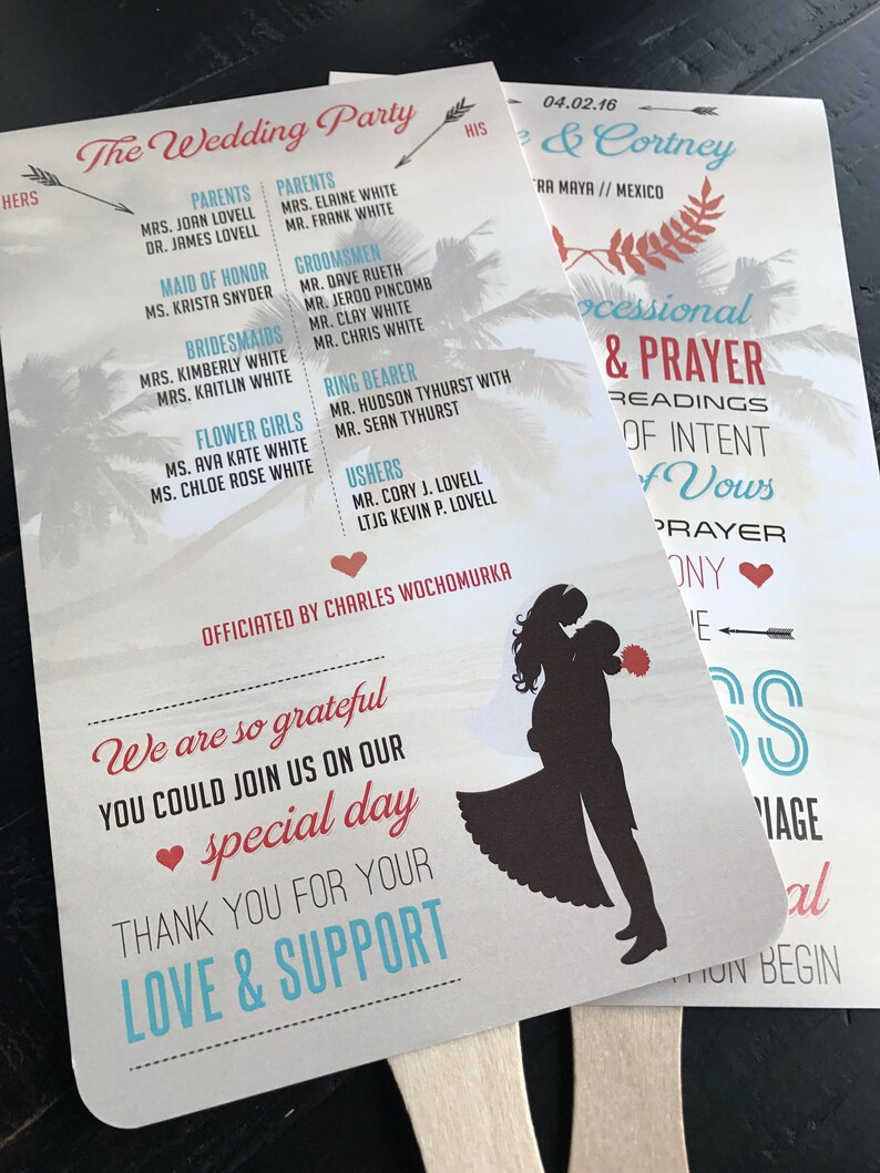 Program Fans Custom Wedding Programs Beach Destination - Etsy
