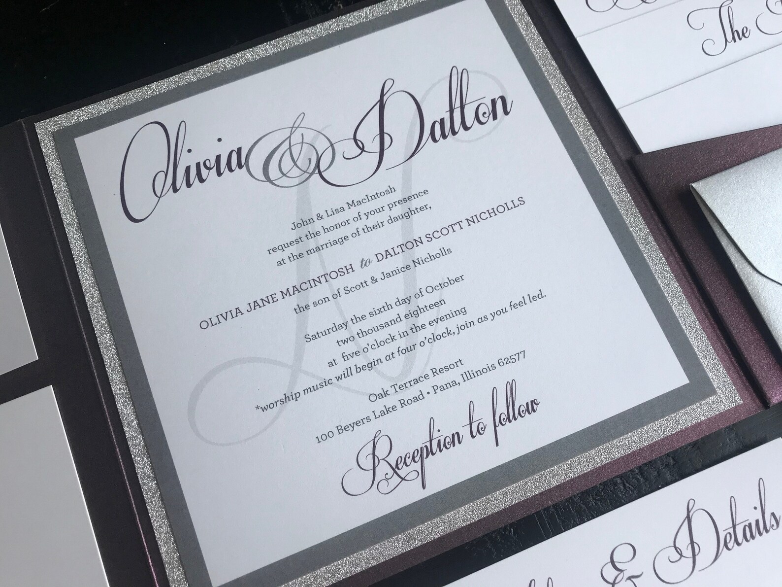 Custom Wedding Invitation Pocket Wedding Invitation Suite | Etsy