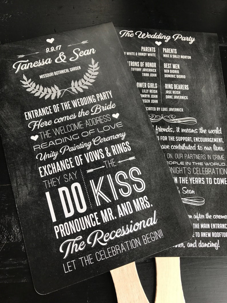 Program Fans Chalkboard Wedding Programs Fans for Wedding | Etsy