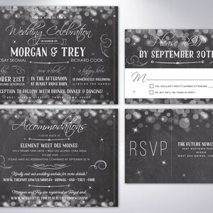 Silver Sparkle Invitations Invitation Suite Chalkboard Invitation ...