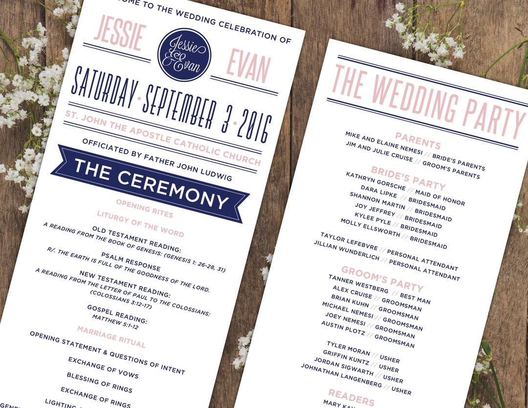 Programas de Boda / Diseño de Programa de Boda Personalizado Blush ...