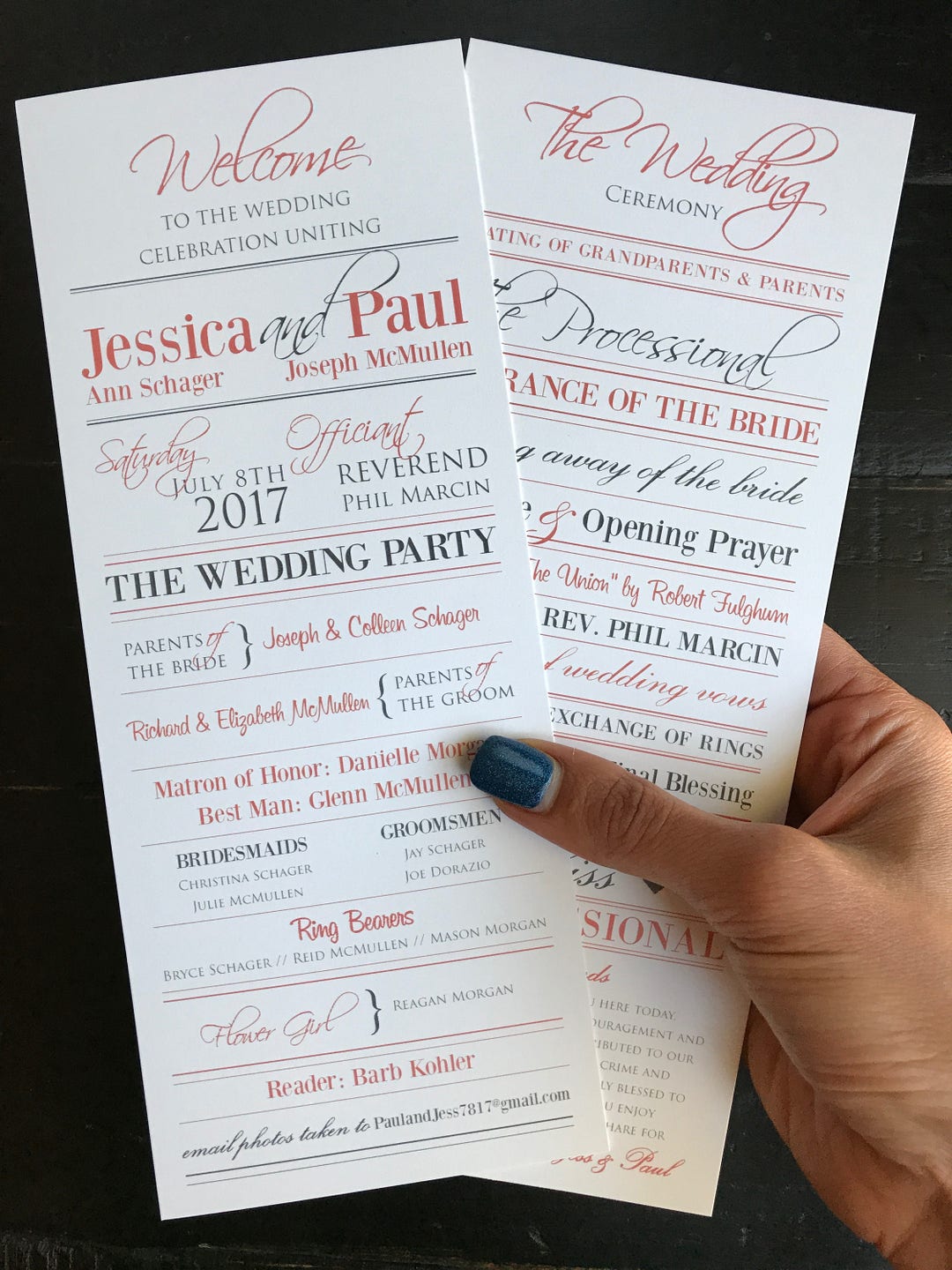 Wedding Programs | Coral & Grey Custom Wedding Program Design | Wedding ...
