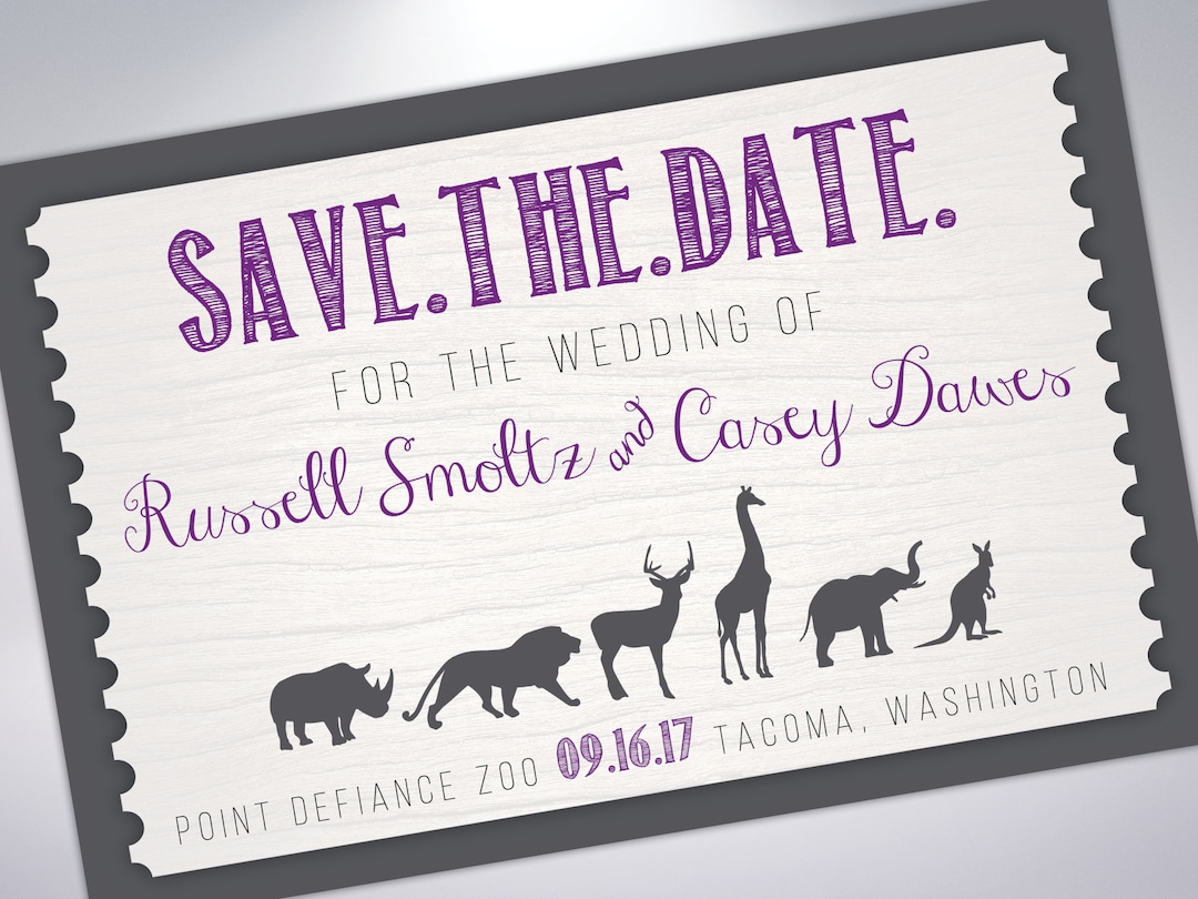 Zoo Themed Save the Date Postcard | Engagement Announcement | Zoo ...