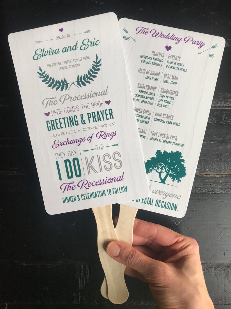 Oak Tree Wedding Program Fans Rustic Wedding Programs | Etsy