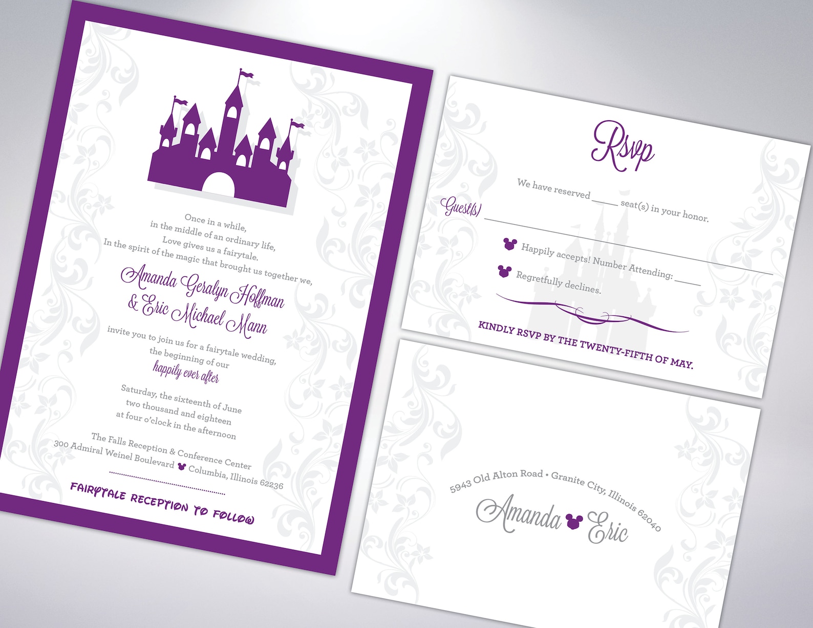 Fairytale Wedding Invitation Suite: Castle Design, Pearlescent ...