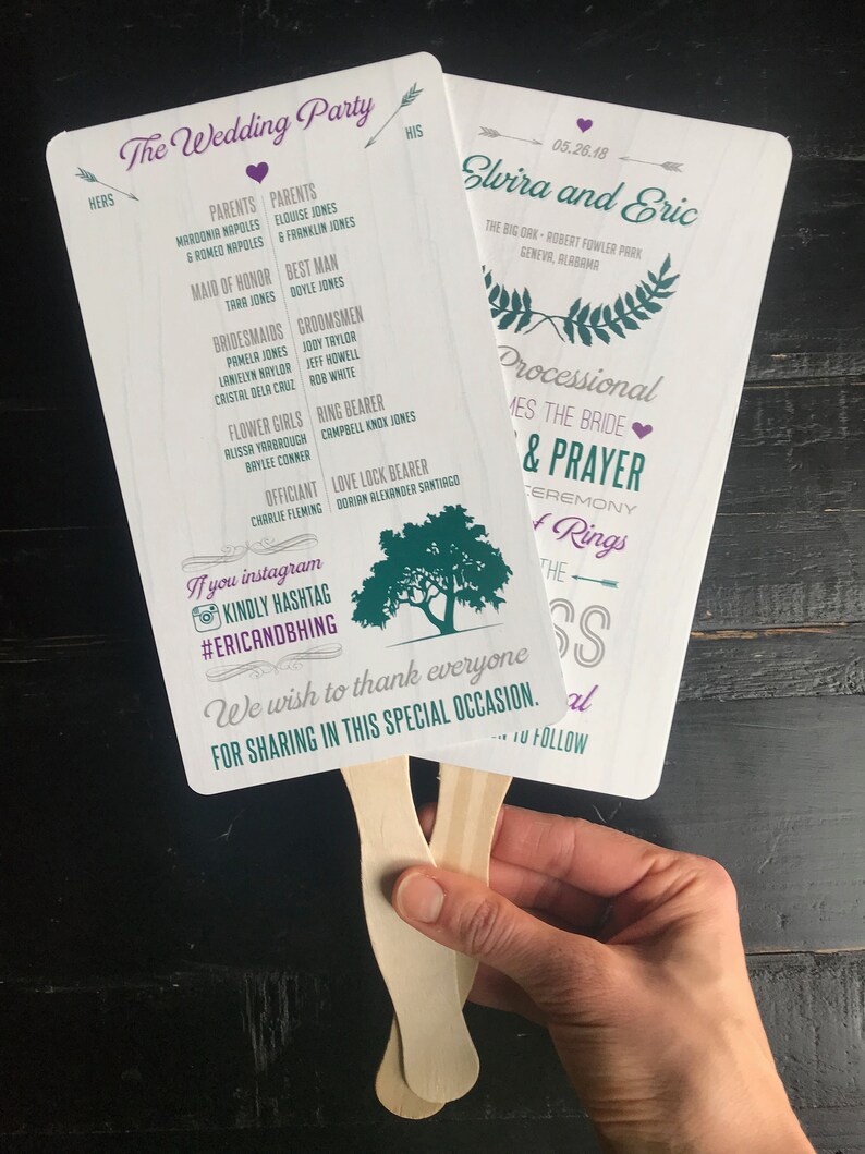 Oak Tree Wedding Program Fans Rustic Wedding Programs | Etsy