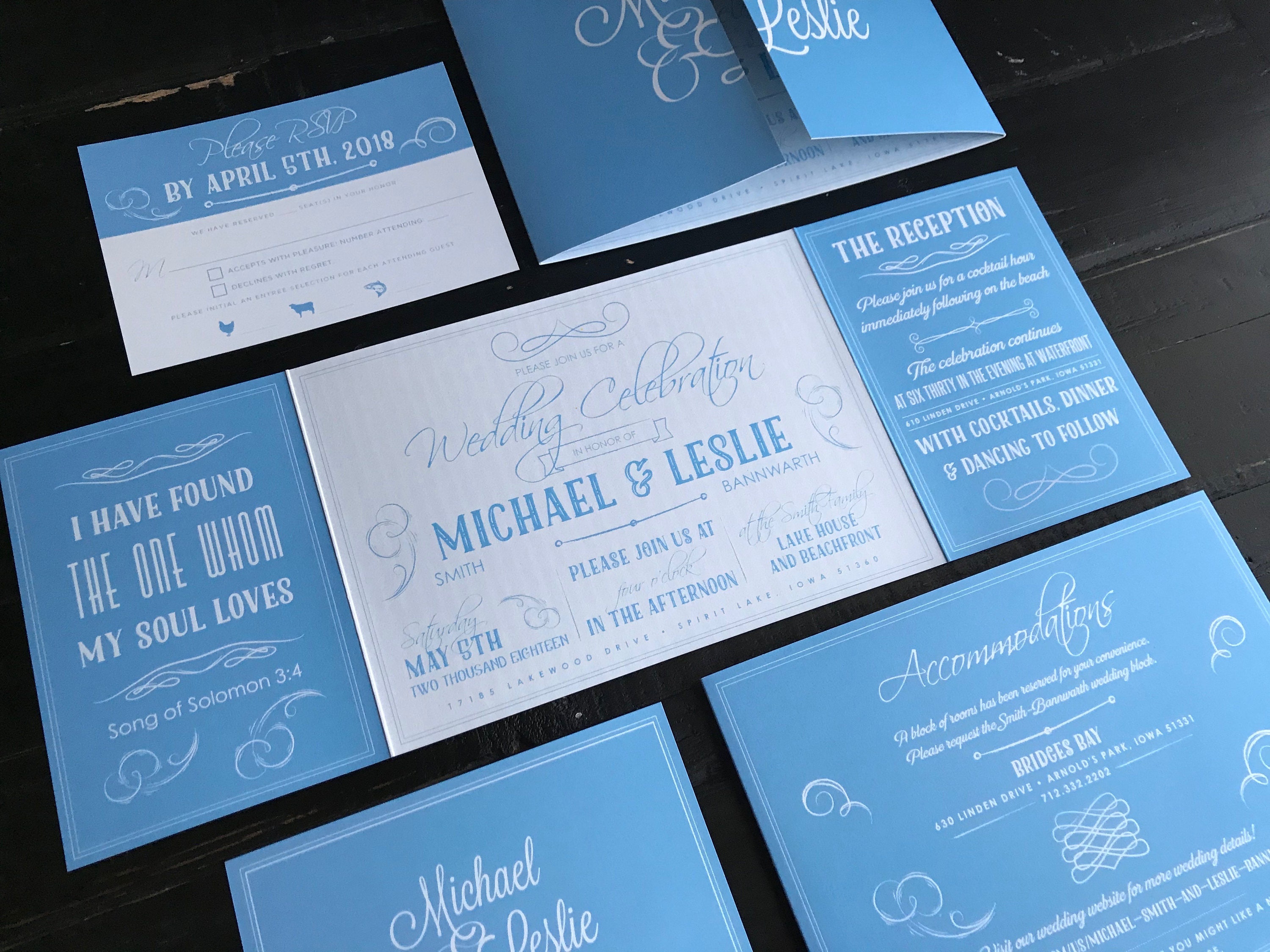 Custom Fold Wedding Invitation Suite: Personalized Cardstock Invite ...