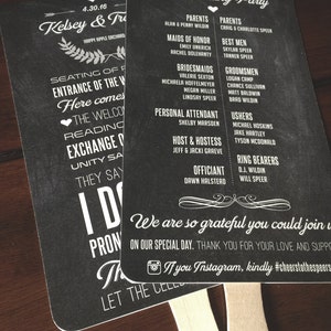 Program Fans | Chalkboard Wedding Programs | Fans for Wedding | Printable Option | Ceremony ...