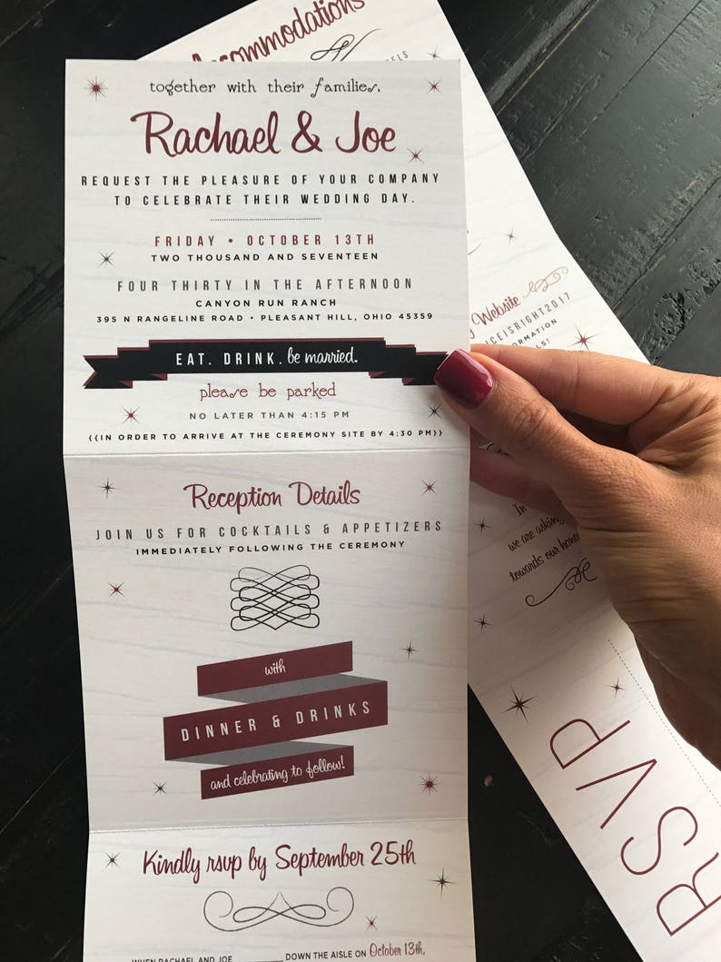 Custom Wedding Invitation Accordion Fold Invitation Suite | Etsy