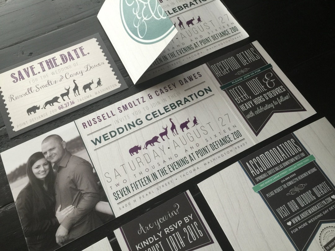 Zoo Themed Custom Fold Wedding Invitation Suite Wedding Invitations ...