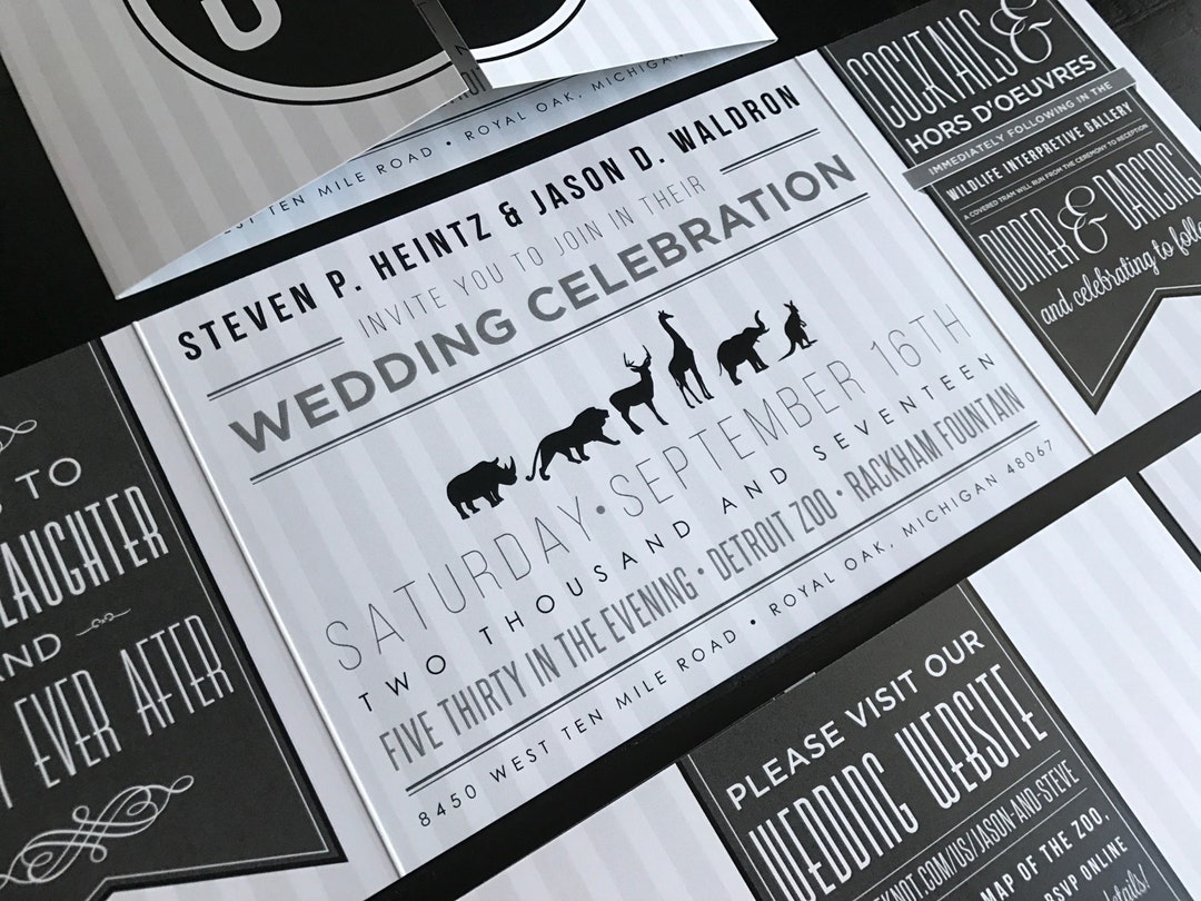 Zoo Themed Custom Fold Wedding Invitation Suite Wedding Invitations ...