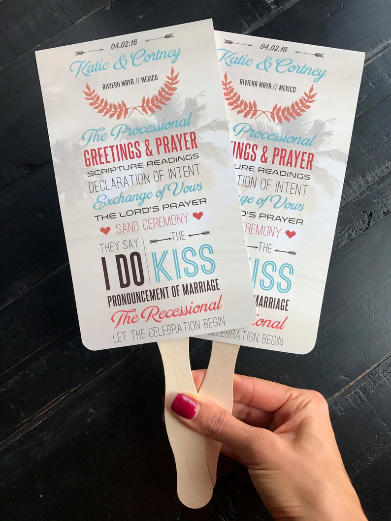 Program Fans Custom Wedding Programs Beach Destination - Etsy