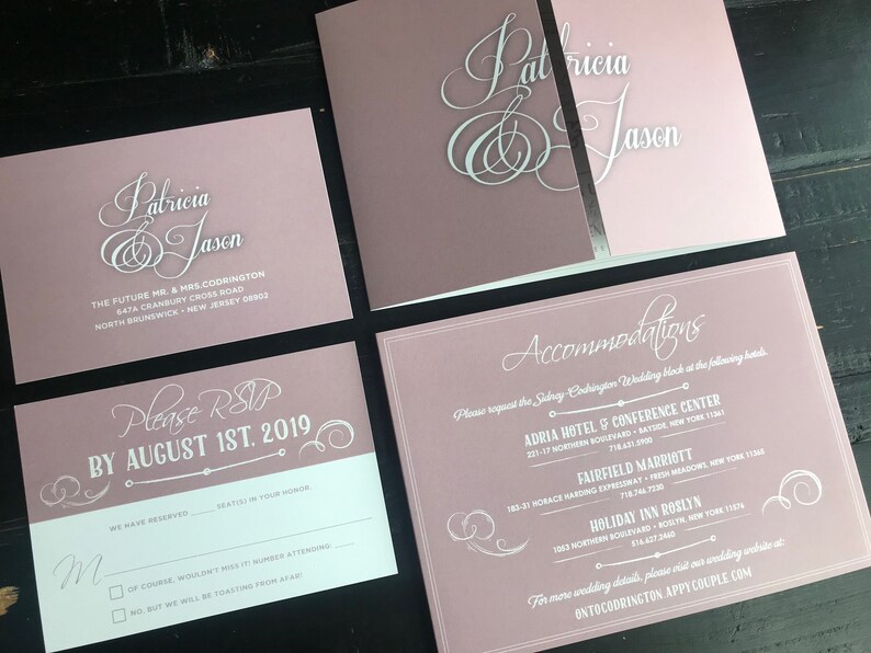 Bush Pink Custom Wedding Invitation Custom Fold Invitation | Etsy