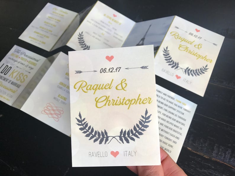 Mini Accordion Fold Wedding Programs Featuring Your Wedding | Etsy