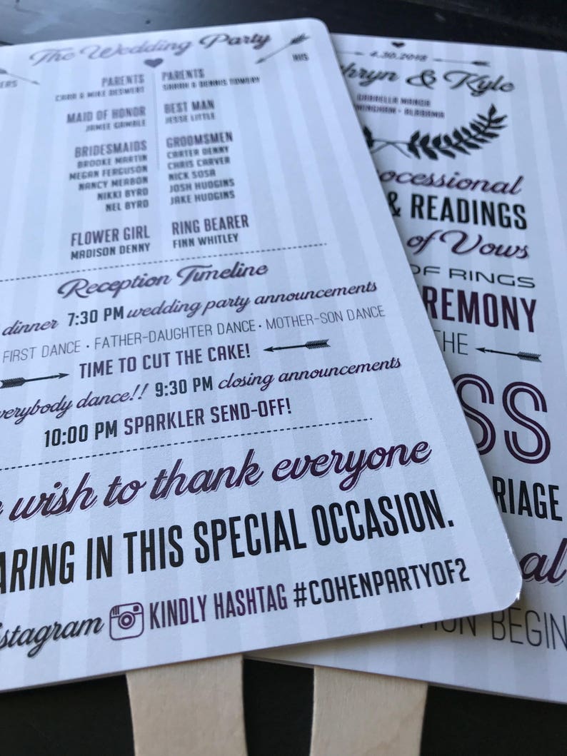 Program Fans Custom Wedding Programs Fans for Wedding - Etsy
