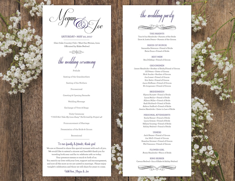 Wedding Programs Custom Wedding Program Design Wedding - Etsy