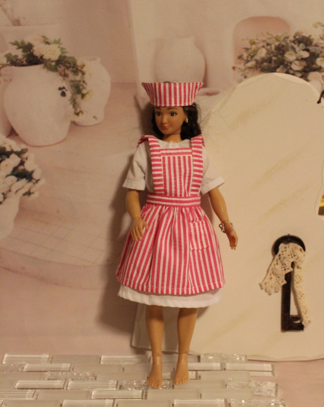 Lammily Clothes. candy Striper Nurses Helper Dress, Apron & Hat Fits ...