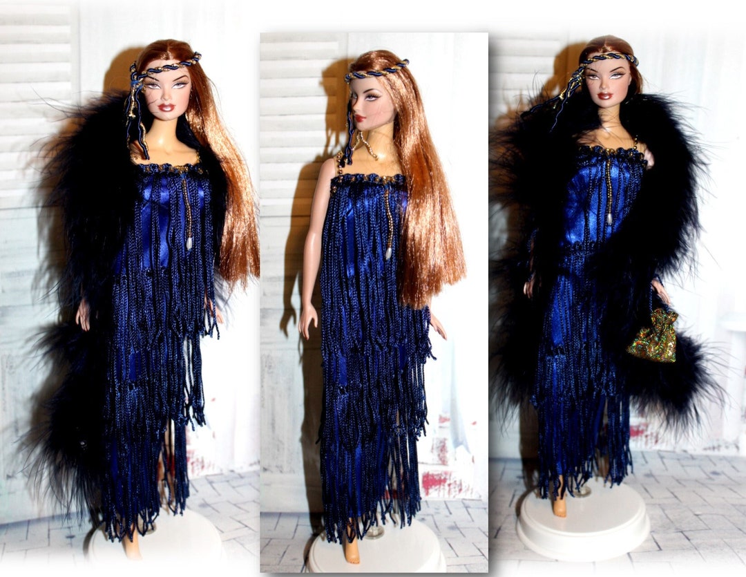 1920's Blue Flapper Dress, Beaded Boa, Purse & Headpiece. Clothes Fit ...