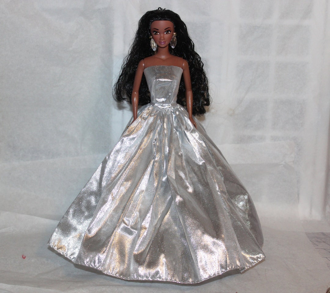 Silver Metallic Tissue Lamé Ballgown. Handmade 12 Fashion Doll Clothes ...