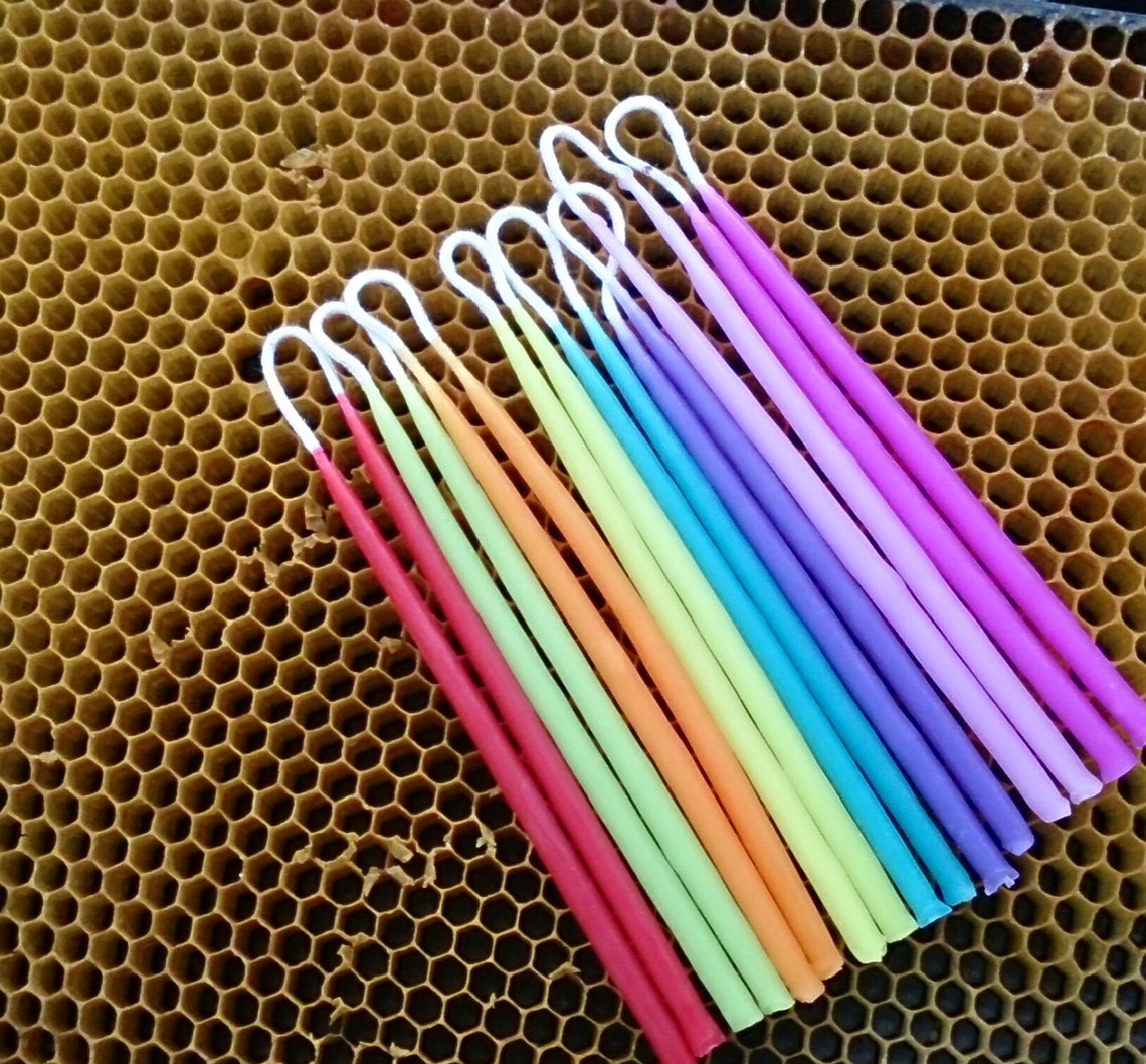 Beeswax Candles Festive Rainbow Colors 16 Birthday Candles - Etsy