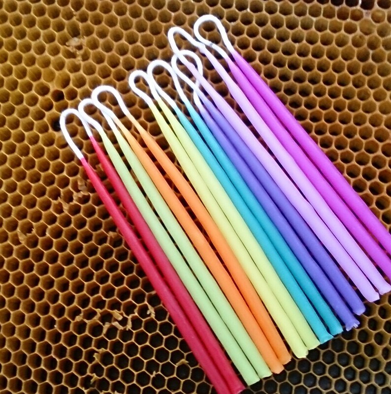 Beeswax Candles Festive Rainbow Colors 16 Birthday Candles - Etsy