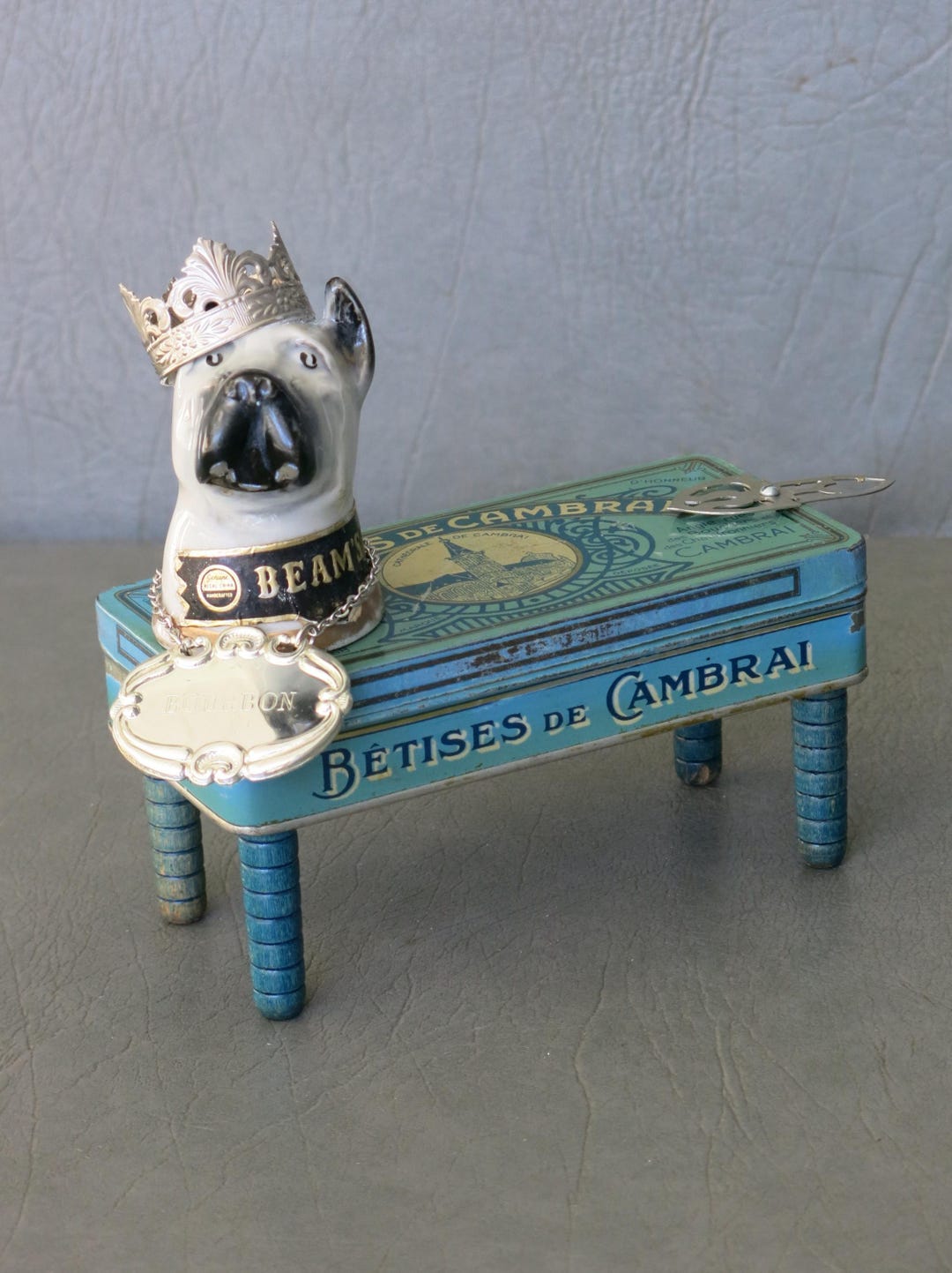 Assemblage Dog Sculpture, "bourbon King." Black, Gray and White Hound ...