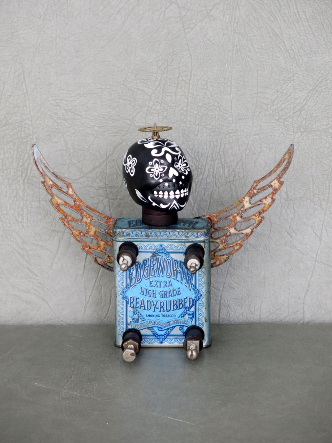 Steampunk Day of the Dead Assemblage, "angel of Mercy." Sugar Skull ...