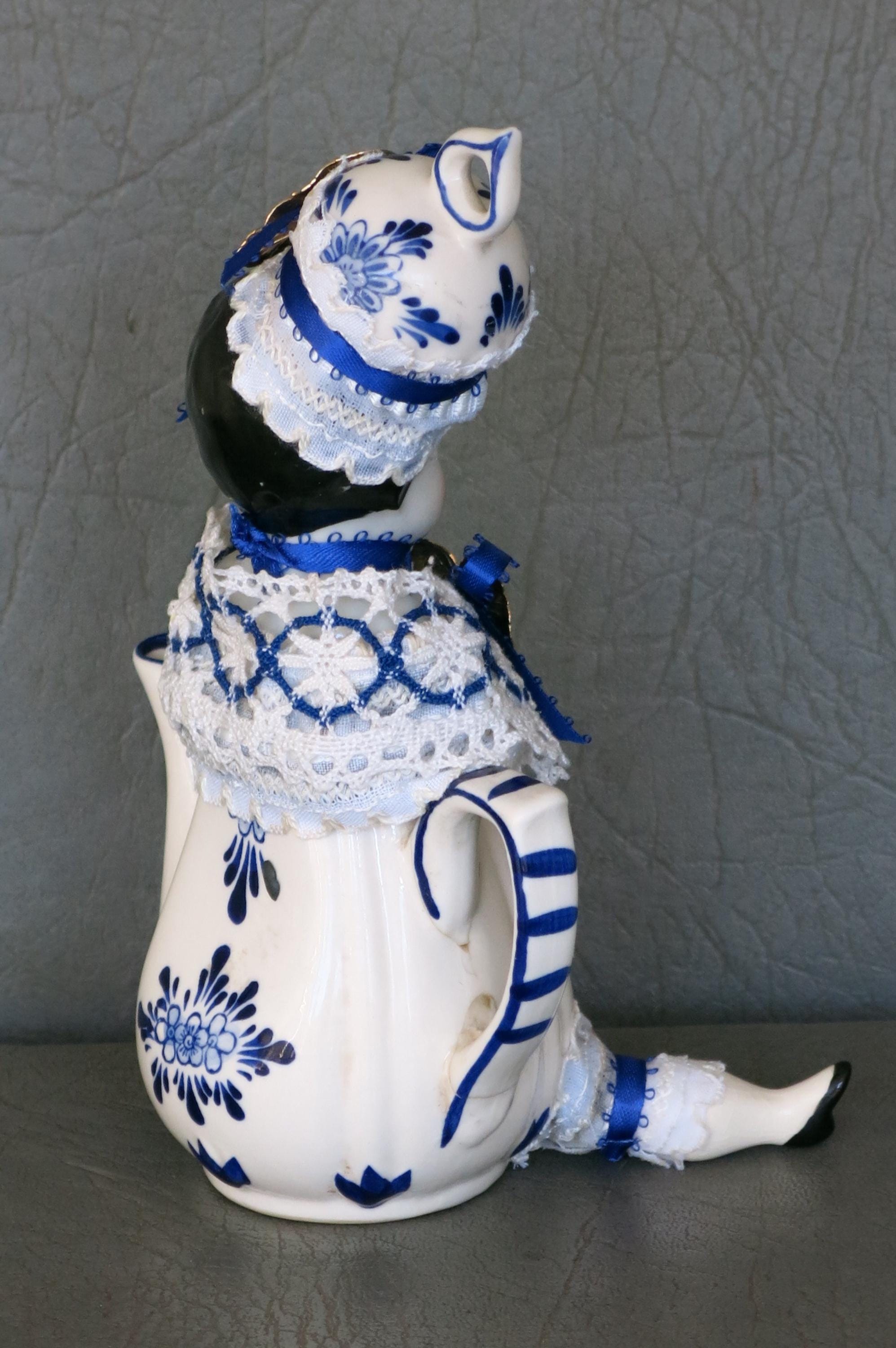 Assemblage Doll, "flo Bleu." One-of-a-kind Blue and White Teapot Doll ...