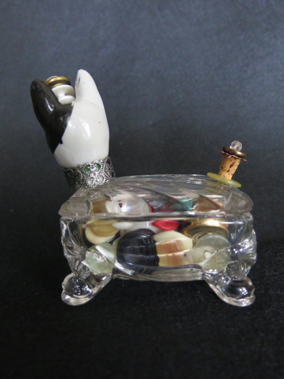 One-of-a-king Assemblage Dog, "bobo Loves Buttons." Boston Terrier With ...