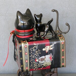 Assemblage Black Cat Mother and Kitten Sculpture, Kichi & Atsuko ...