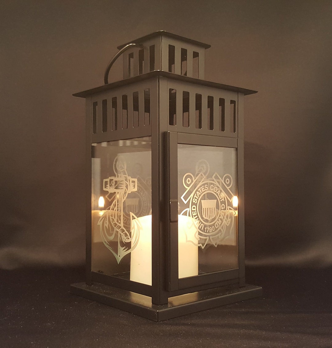 Custom Etched Lantern ~ US Coast Guard ~ Chief~ Anchor! Anniversary ...