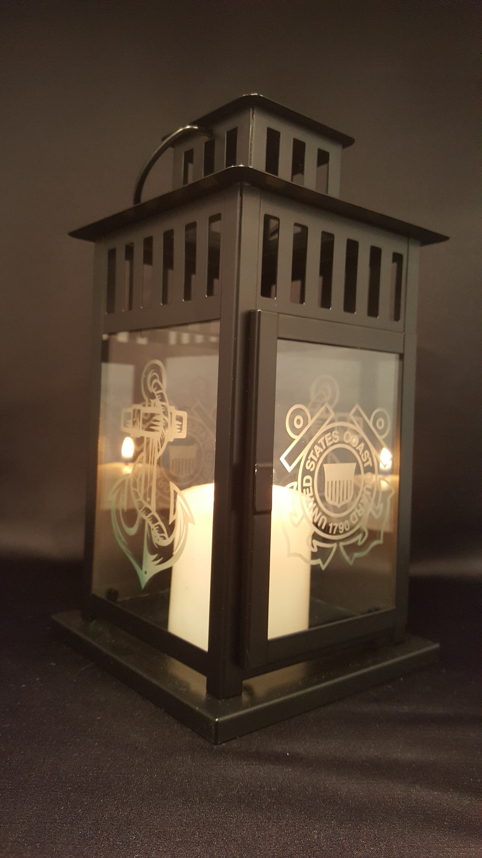 Custom Etched Lantern ~ US Coast Guard ~ Chief~ Anchor! Anniversary ...