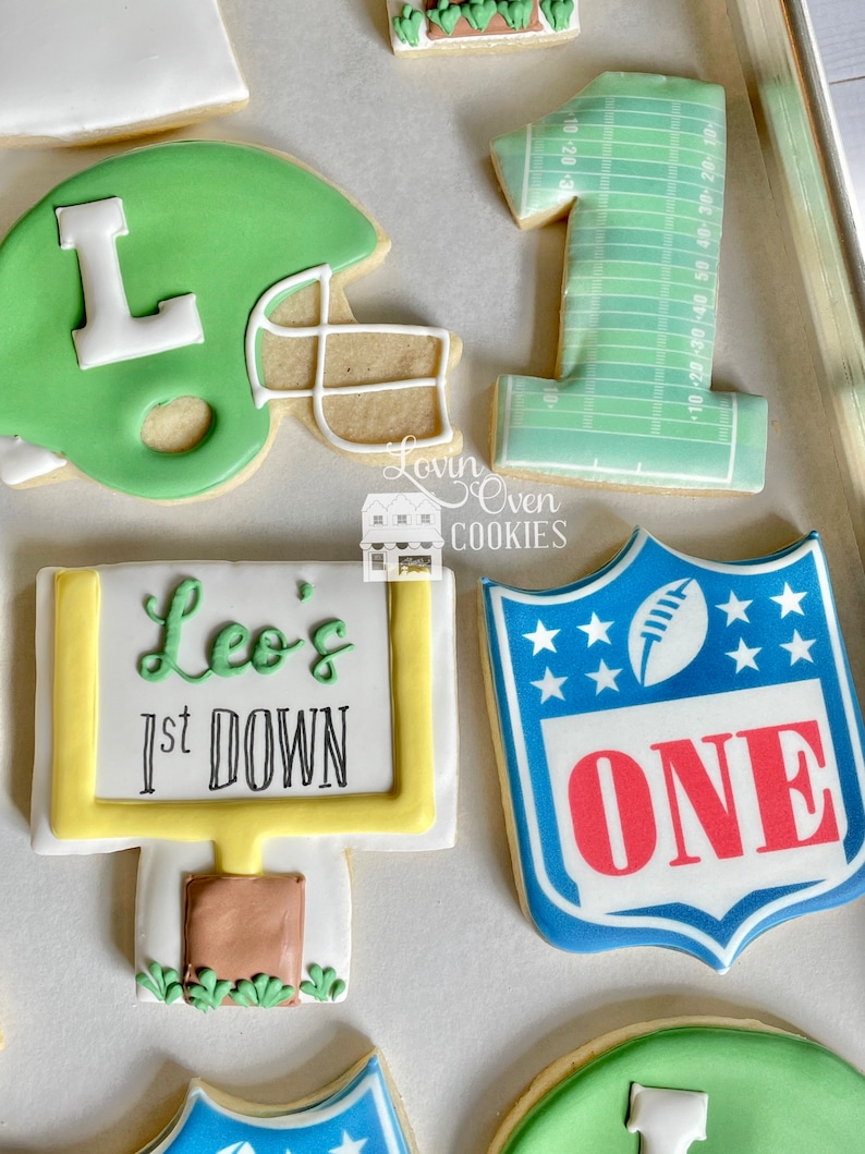 Football Themed Decorated Sugar Cookies Birthday Party 1 - Etsy