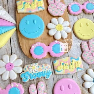 Two Groovy Decorated Sugar Cookies One Dozen Birthday Party Groovy ...